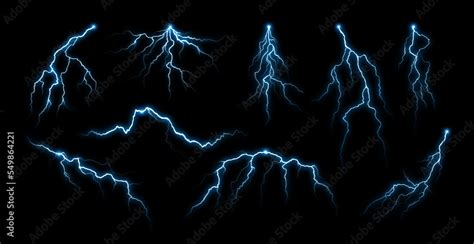 Lightning Effect Night Thunderstorm Rays Electric Power Charge And