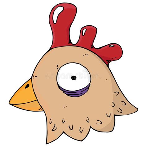 Rooster Head Icon Vector Of A Cartoon Cock Hand Drawn Funny Rooster