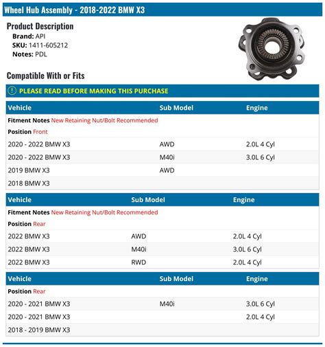 2018 2023 Bmw X3 Wheel Hub Assembly Api 145557 02731953 Rear