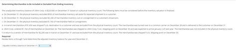 Solved Determining Merchandise To Be Included Or Excluded Chegg