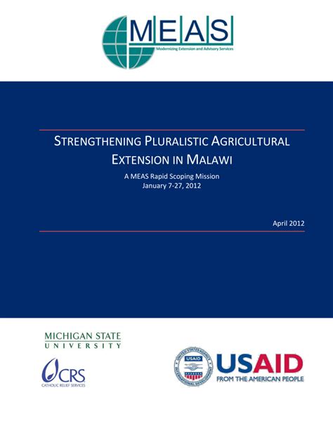 Pdf Strengthening Pluralistic Agricultural Extension In Malawi