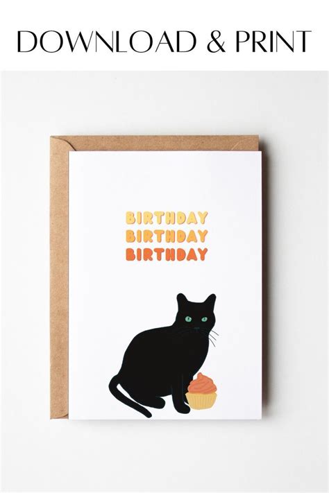 Cat Birthday Card Printable Birthday Card Funny Birthday Card