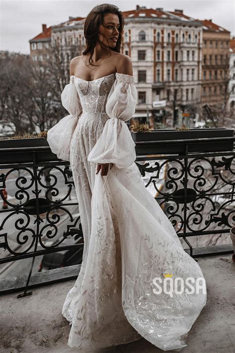 Long Sleeve Lace Bohemian Wedding Dress On Sale