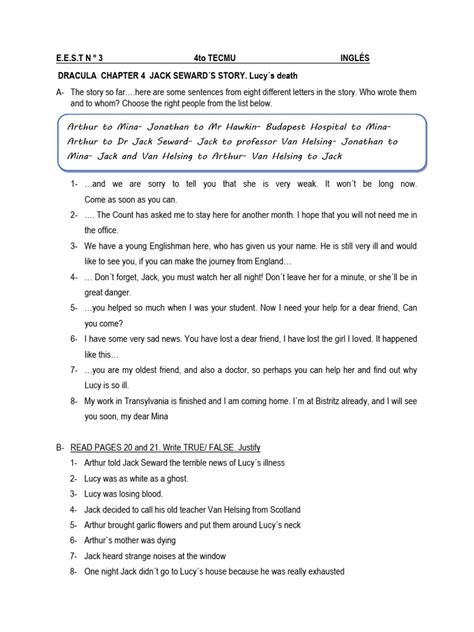 4to Tecmu Dracula Chapter 4 Pdf Mina Harker Abraham Van Helsing