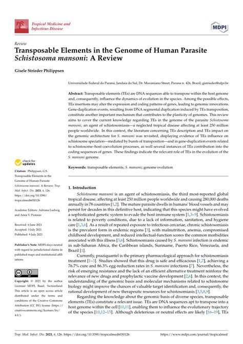 Pdf Transposable Elements In The Genome Of Human Parasite Schistosoma