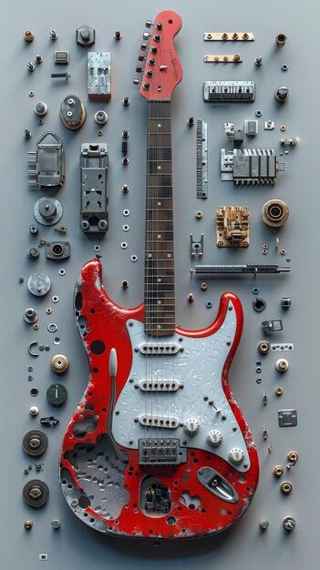 Exploded Diagram Of An Electric Guitar Premium Ai Generated Image