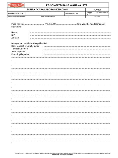 F32 Form Berita Acara Kejadian Pdf