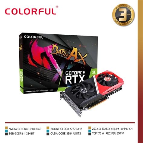 Jual COLORFUL GeForce RTX 3060 NB DUO 8GB-V | VGA RTX 3060 8GB GDDR6 ...