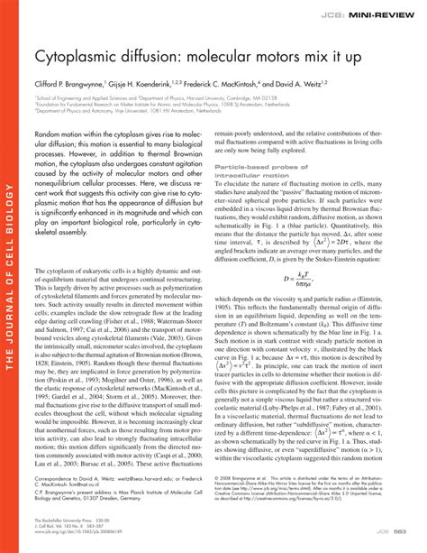 Pdf Cytoplasmic Diffusion Molecular Motors Mix It Up