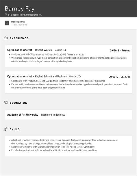 Optimization Analyst Resume Samples Velvet Jobs