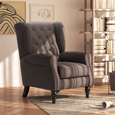 Homcom Modern Living Room Accent Chair Button Tufted Wingback Armchair