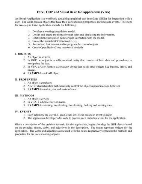 Excel Oop And Visual Basic For Applications