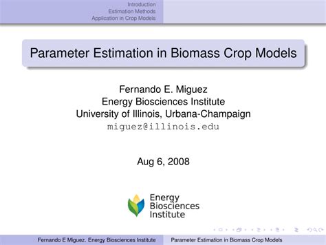 PDF Parameter Estimation In Mathematical Models For Biomass Crops