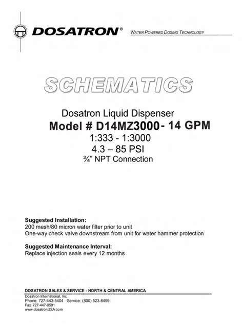 Dosatron D14mz3000 Injector Schematics Pdf