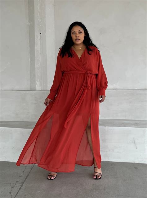Plus Size Chiffon Long Sleeve Maxi Dress 2020ave
