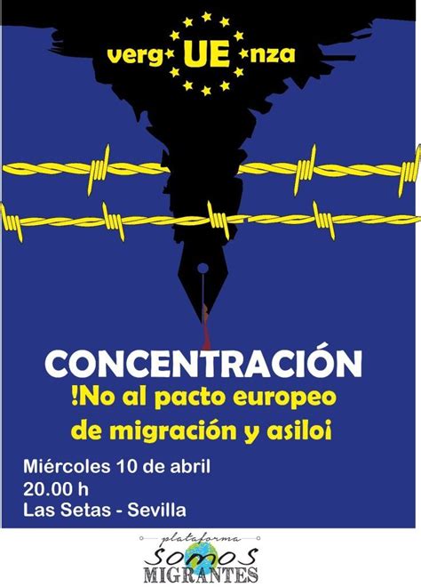 Sevilla Concentración No al pacto europeo de migración y asilo APDHA Asociación Pro