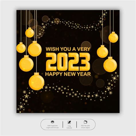 Plantilla de fondo de feliz año nuevo 2023 Archivo PSD Premium