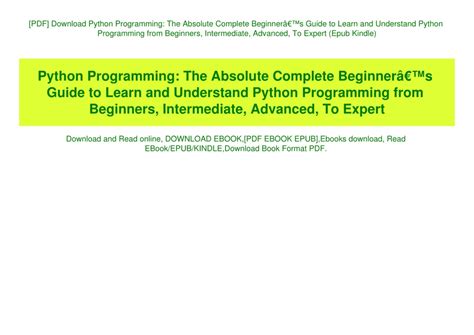 Ppt Pdf Download Python Programming The Absolute Complete BeginnerÃ