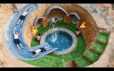 Building The Most Secret Underground House And Water Slide Around