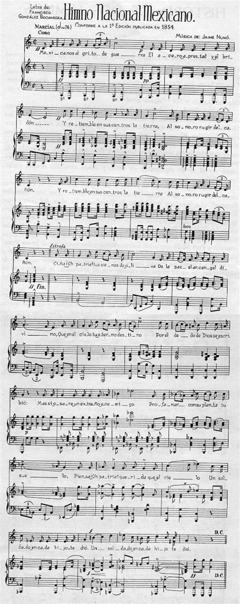 Partitura del Himno Nacional Méxicano