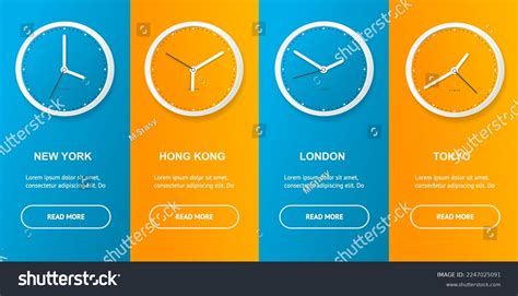 realistic detailed 3d clock different time stock vector royalty free