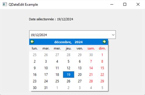 Le Widget Qdateedit Pyqt En Python Tr S Facile
