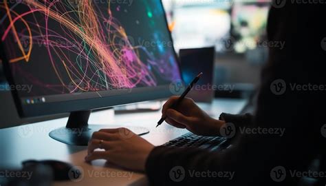 Expert Programmer Works Late Using Creativity And Technology Indoors