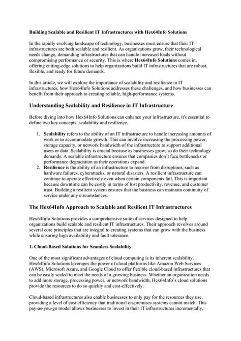 Building Scalable And Resilient It Infrastructures With Hex64info Solutions Docx