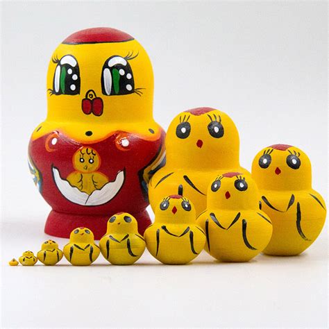 Chicken Nesting Dolls Set Of 10pcs Matryoshka Dolls Easter Nesting