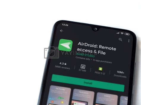 Airdroid App Play Store Page On The Display Of A Black Mobile Sm By