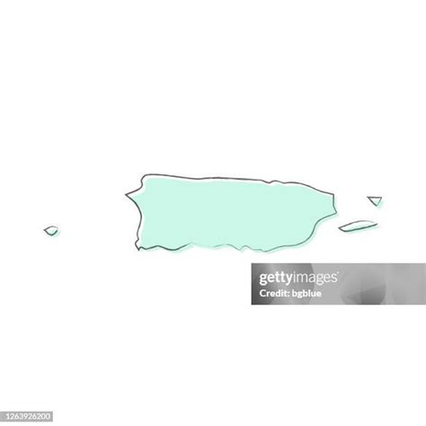 Puerto Rico Map Hand Drawn On White Background Trendy Design High Res