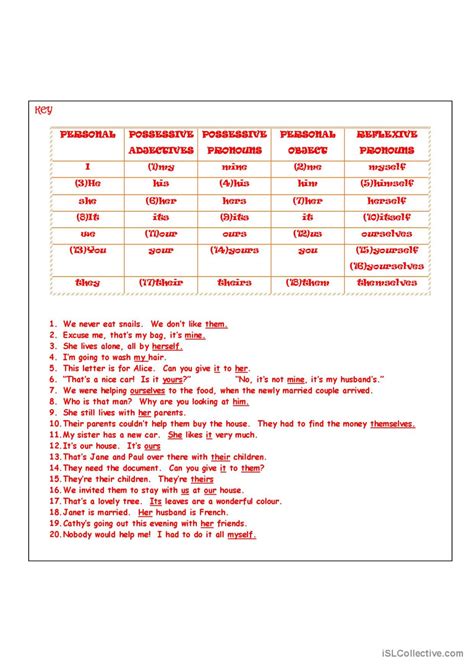 Pronouns And Adjectives English Esl Worksheets Pdf And Doc