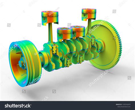 3d Rendering Crank Shaft Finite Element ภาพประกอบสต็อก 1378742879