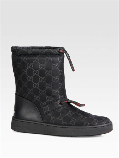 Lyst Gucci Sima Leather Trimmed Snow Boots In Black