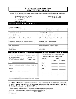 Fillable Online Michigan CMA Training Registration Form Michigan Fax Email Print PdfFiller