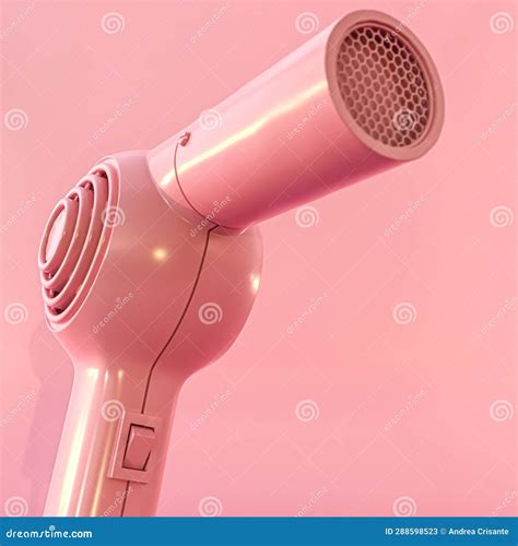 Pink Hair Dryer Isolated On Pink Background Stock Illustration