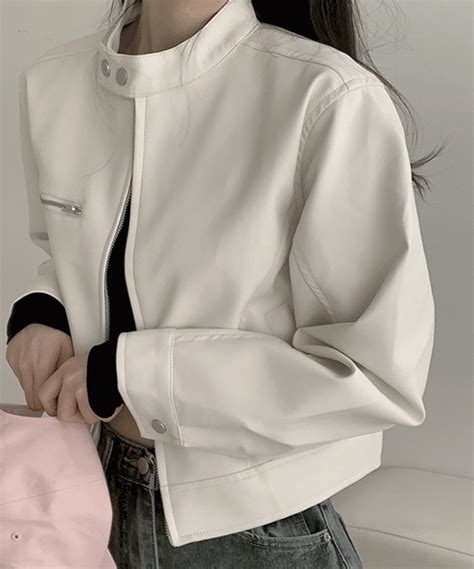 트렌디 고퀄핏보장 앤더슨 레더 노카라 라이더 세미크롭 가죽 자켓 4colors 에이블리