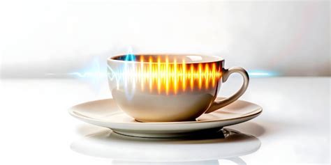 Flat Abstract Glowing Waveform Creating A Teacup Outline Concept As Glowing Waveforms Dance To
