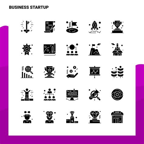 25 Business Startup Icon set Solid Glyph Icon Vector Illustration ...