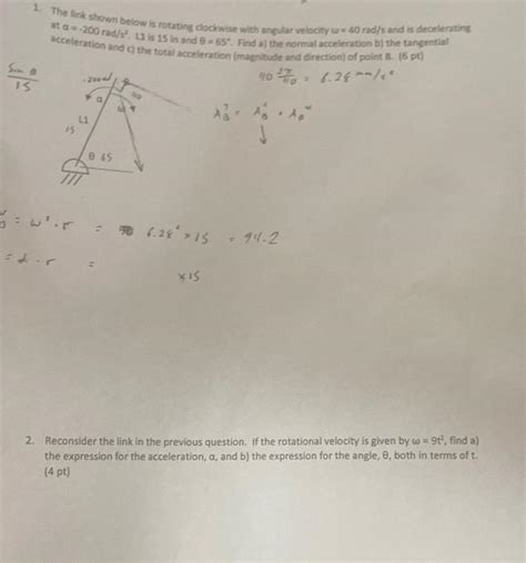 Solved The Link Shown Below Is Rotating Clockwise With Chegg
