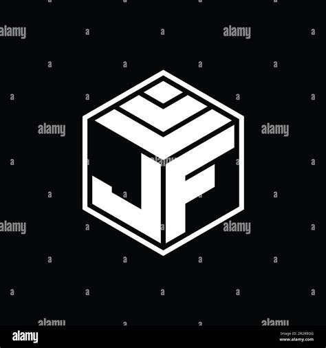 Jf Logo Monogram With Hexagon Geometric Shape Isolated Outline Design