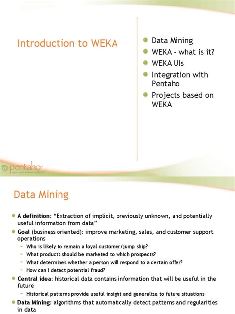 Introduction To Weka Data Mining Weka What Is It Weka Uis