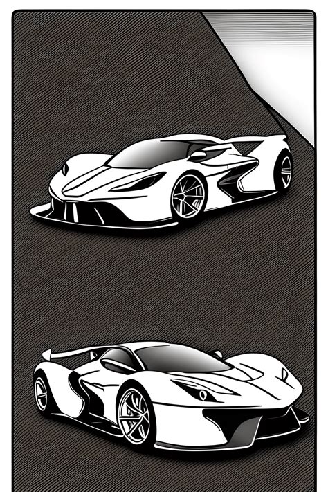 Hypercar Supercar Diagrammatic Drawing Coloring Page Black And White