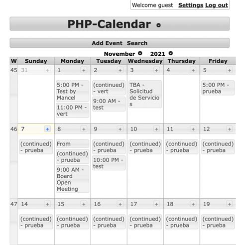 PHP Calendar A Free Simple Web Based Calendar