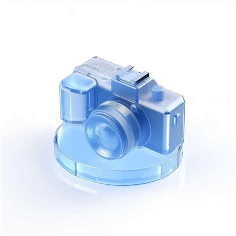 Premium Ai Image Cute Camera Ul Icon Blue Frosted Glass White Acry