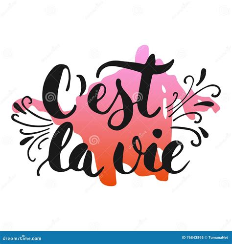 Cest La Vie Card Hand Drawn Positive Quote Modern Brush Calligraphy