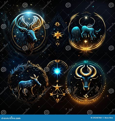 Zodiac Signs Set Vector Illustration For Horoscope And Astrology Stock