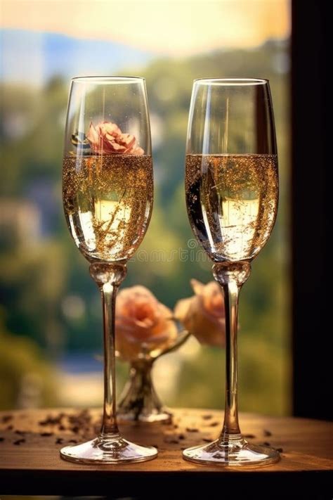 Sparkling Wine Glasses For A Wedding Toast Stock Illustration