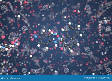 Para Red Molecule Scientific Molecular Model 3d Rendering Stock