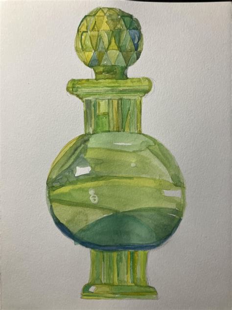 Green Glass Bottle Rgouache